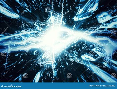3d Illustration Of An Explosion And Scattering Light Fragments Stock