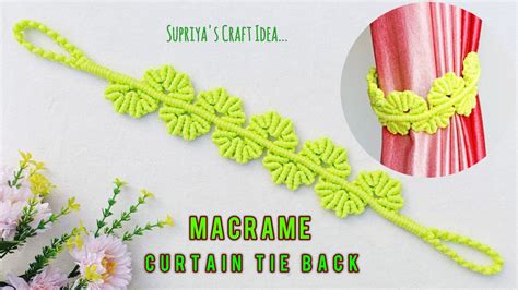 DIY Macrame Curtain Tie Back Wavy Leaves Vine Pattern Macrame Tutorials YouTube