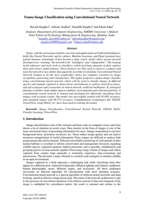 PDF Fauna Image Classification Using Convolutional Neural Network