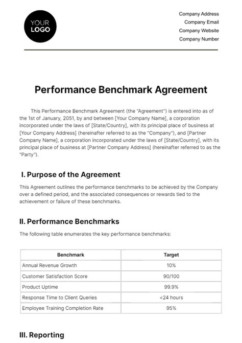 Free Performance Benchmark Agreement Hr Template To Edit Online