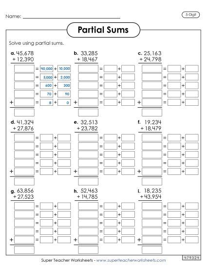 Partial Sum Addition Worksheets These Resources Great Were Made To
