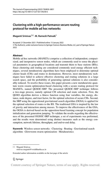 clustering with a high performance secure routing protocol for mobile