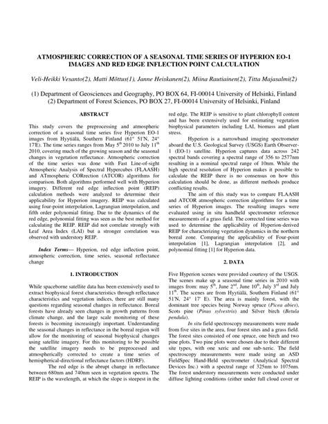 Pdf Atmospheric Correction Of A Seasonal Time Series Of Hyperion Eo 1