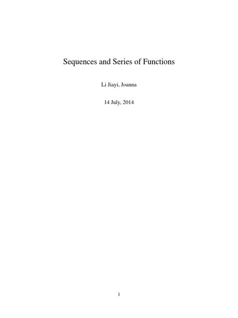 Sequences And Series Of Functions Finalized Pdf Series Mathematics Sequence