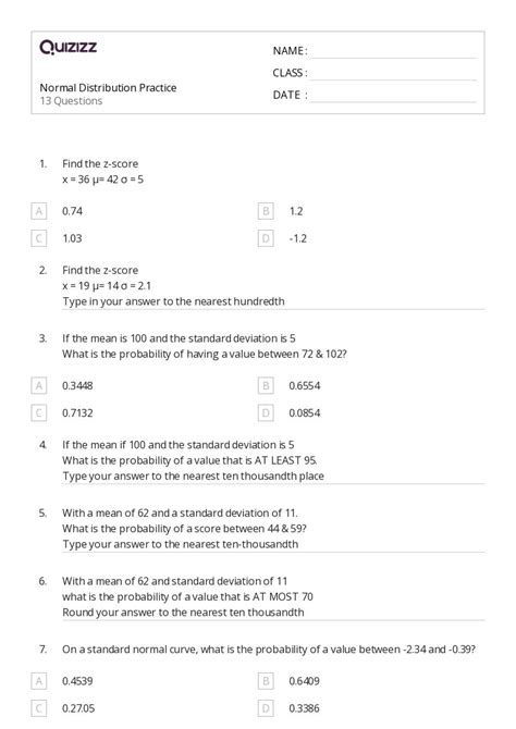 50 Normal Distribution Worksheets For 12th Class On Quizizz Worksheets Library