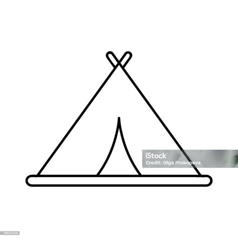텐트 얇은 선 아이콘입니다 캠핑 장비 벡터 그림 흰색에 격리 웹 및 앱을 위해 디자인 된 관광 대피소 개요 스타일 디자인 Eps 10 0명에 대한 스톡 벡터 아트 및 기타