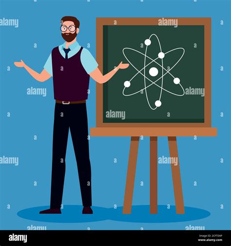 Man Teacher With Chalkboard In Classroom Stock Vector Image Art Alamy