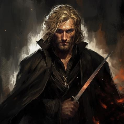 Premium AI Image A Painting Of A Man Holding A Sword And A Sword