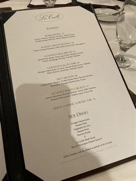 Online Menu Of La Caille Restaurant Sandy Utah 84092 Zmenu