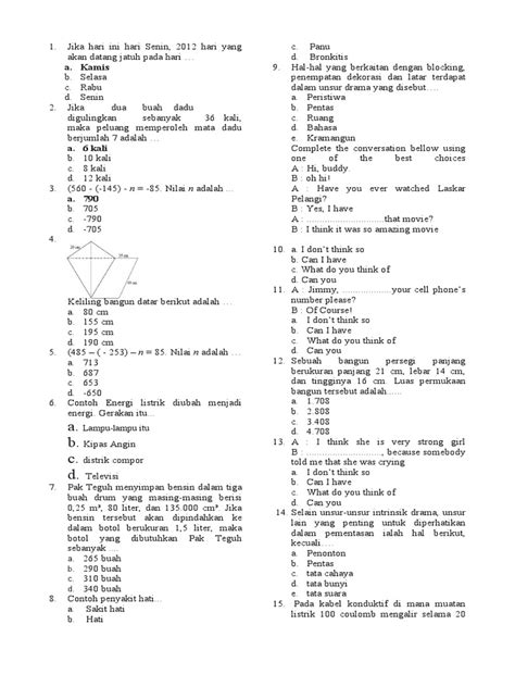 Soal Tes Masuk Smp Pdf