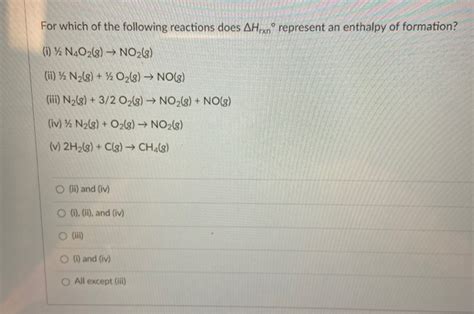Solved For Which Of The Following Reactions Does Ahrxn