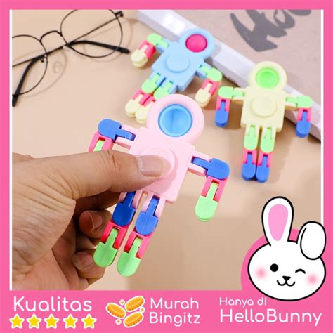 Jual Mainan Fidget Spinner Robot Orang Fidget Toy Berputar Lama Spinner Pop Its Push