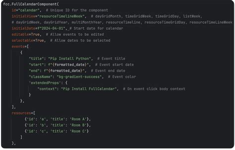Pip Install Full Calendar Component 📅 Dash Python Plotly Community