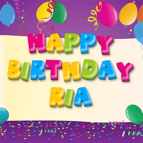 Premium Photo Happy Birthday Ria Gold Confetti Cute Balloon Card