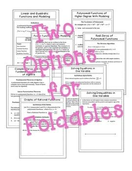 Polynomial Power And Rational Functions FOLDABLES PreCalculus Unit