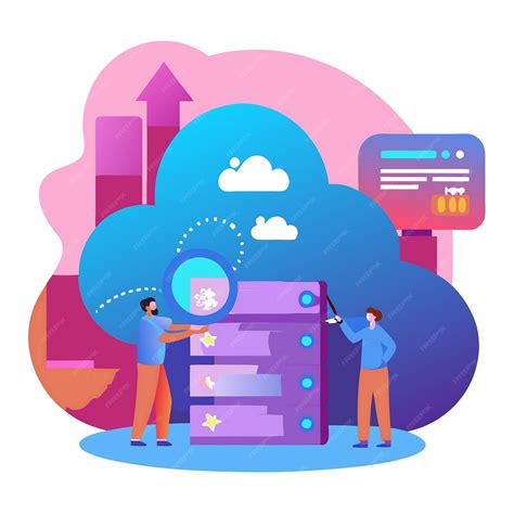 Data Analysis And Cloud Computing Concept With Servers And Users