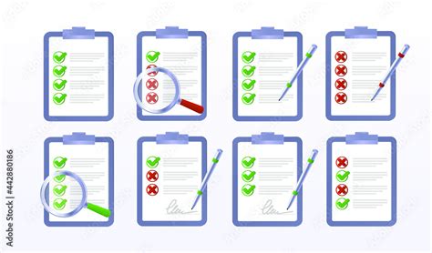 check list on the tablet correct incorrect sign right and wrong mark