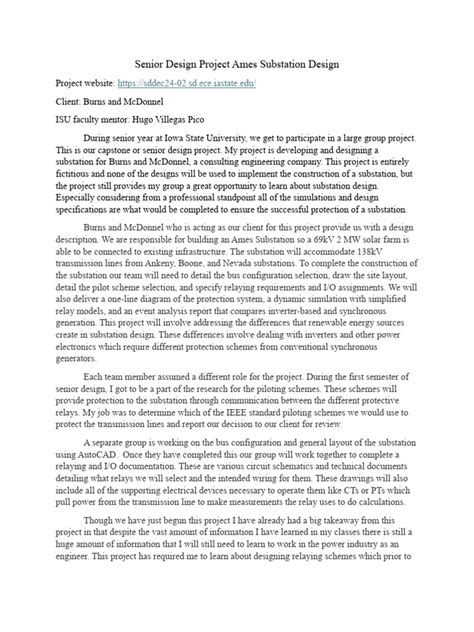 Senior Design Project Pdf Electrical Substation Simulation
