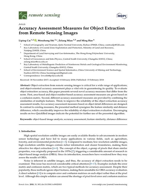 Remote Sensing Accuracy Assessment Measures For Object Extraction From
