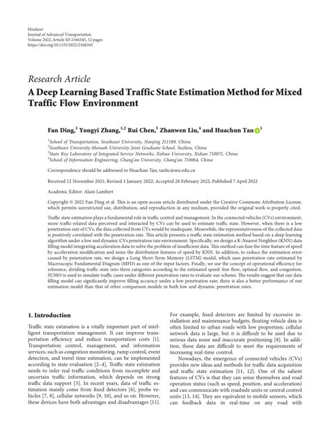 Pdf A Deep Learning Based Traffic State Estimation Method For Mixed