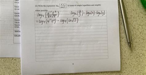 Solved Ii Write The Expression Log Z I In Tems Of Chegg Com