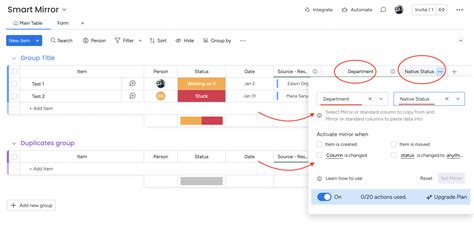 how to use smart columns to copy mirror column to a native