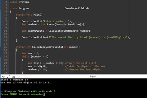 C Program To Find Sum Of Digits Of A Number