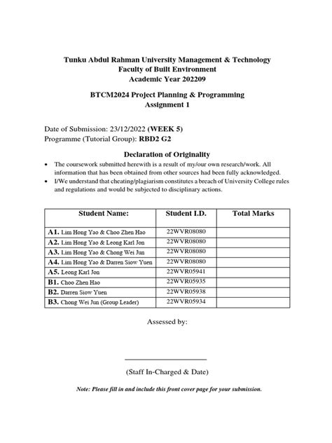 Assignment1project Planning And Programmingchong Wei Jun Pdf