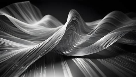 Abstract Black And White Image Of Flowing Wavy Lines Creating A Threedimensional Undulating