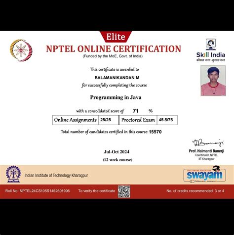 Balamanikandan M On Linkedin Nptel Javaprogramming Learningjourney