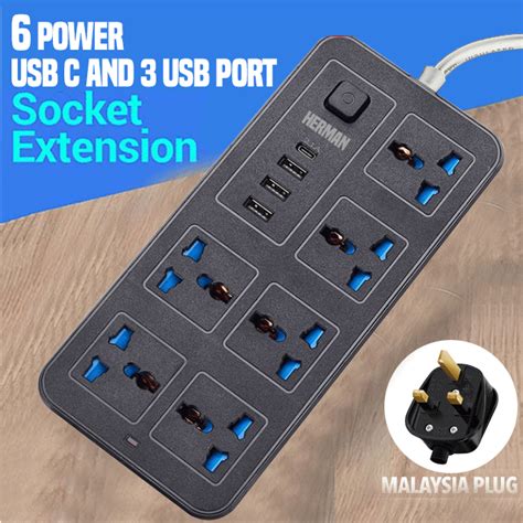 Usb C 3 Usb Port 6 Universal Power Strip Extension Plug Power Socket