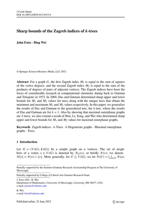 Pdf Sharp Bounds Of The Zagreb Indices Of K Trees