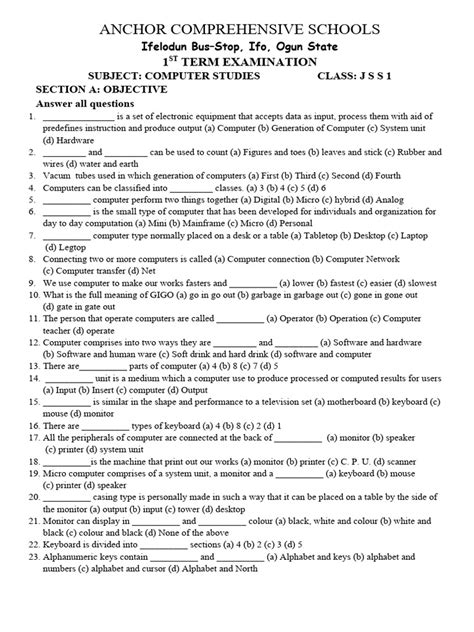 Anchor Comprehensive Schools Pdf