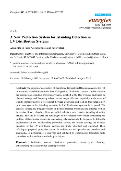 A New Protection System For Islanding Detection In Lv Distribution Systems Docslib