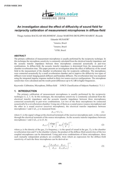 PDF An Investigation About The Effect Of Diffusivity Of Sound Field For Reciprocity