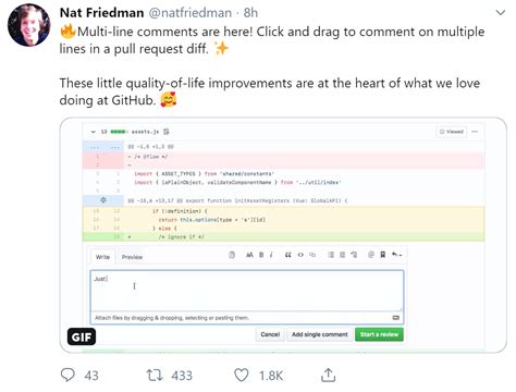 终于等到你GitHub 终于支持 multi line comments 知乎