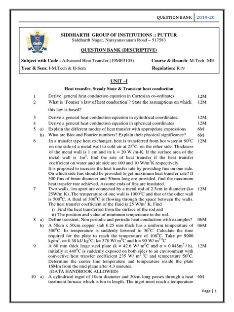 19me3105 Advanced Heat Transfer Pdf Boundary Layer Heat Transfer