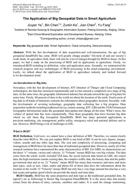 The Application Of Big Geospatial Data In Smart Agriculture