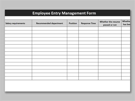 Excel Of Employee Entry Management Form Xlsx Wps Free Templates