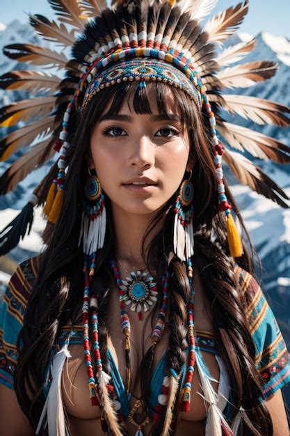 Premium Ai Image Beautiful Sexy Native American Woman In Traditional