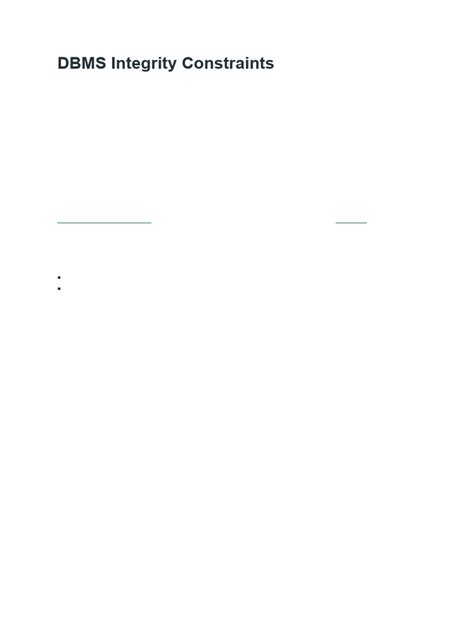 Dbms Integrity Constraints Pdf Databases Data Management Software