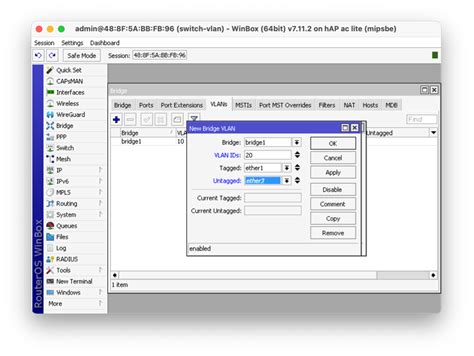 konfigurasi intervlan routing menggunakan mikrotik dengan bridge vlan