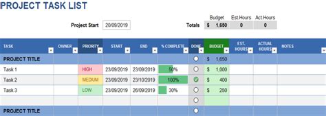 Project Task List Template Excel Templates Free Download Available From Ace Digi