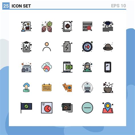 Editable Vector Line Pack Of 25 Simple Filled Line Flat Colors Of Data Analytics Circular