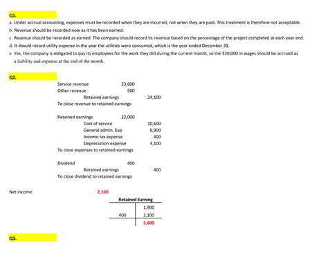 Assignment 2 Solutions Q1 A Under Accrual Accounting Expenses Must