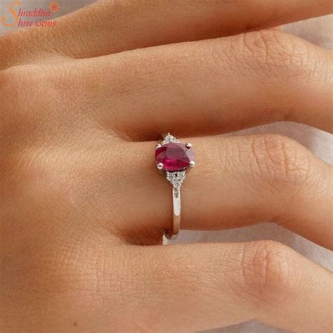 Ruby Sterling Silver Ring Handmade Manik Ring Shraddha Shree Gems