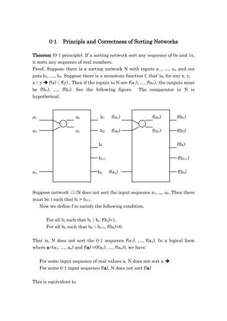 0 1 principle and correctness of sorting networks