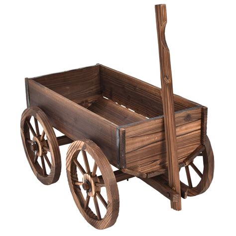 One Allium Way® Wood Wagon Flower Planterpot Stand Wheels Home Garden
