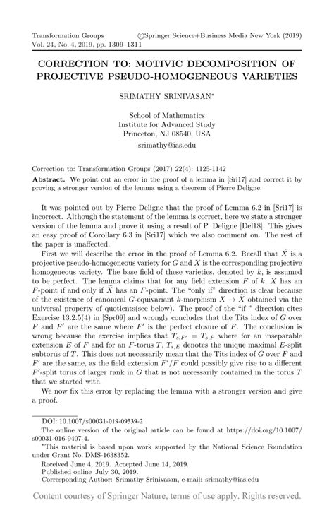 Correction To Motivic Decomposition Of Projective Pseudo Homogeneous Varieties Request Pdf