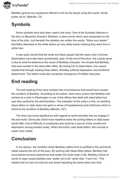 Bartleby The Scrivener By Herman Melville Story Analysis 1141 Words Essay Example